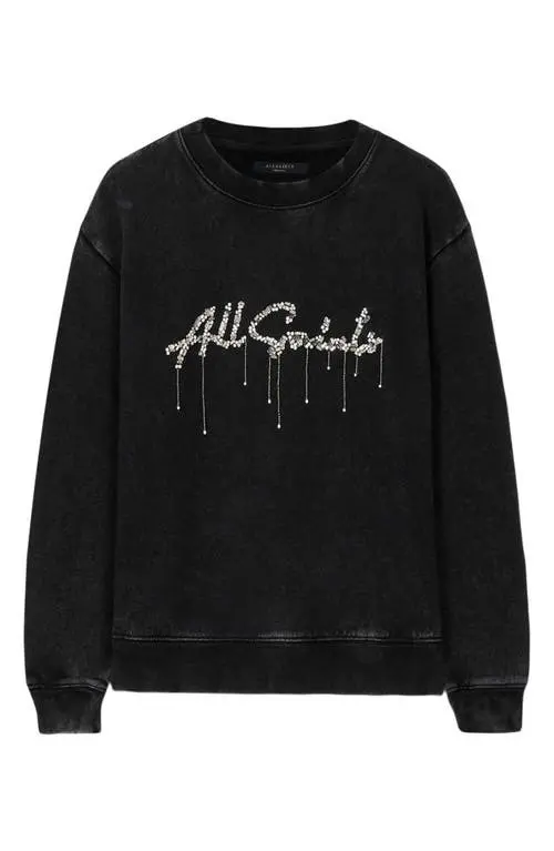 ALLSAINTS Crystal & Chain Embellished Sweatshirt
