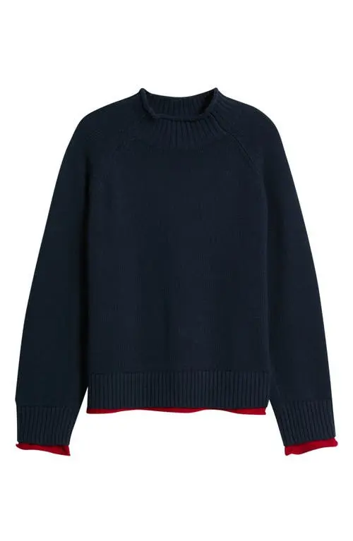 Rag & Bone Hazel Roll Neck Cotton & Wool Sweater - Navy