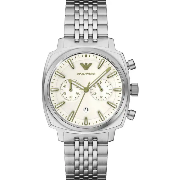 Emporio Armani Chronograph Bracelet Watch - Silver/ivory/green