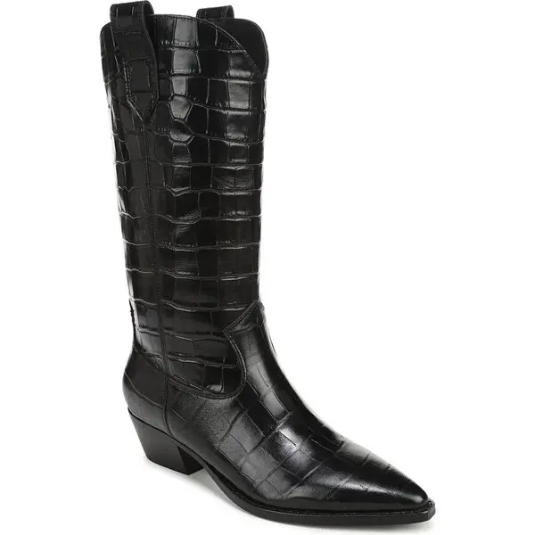 Nordstrom Georgia Leather Boot - Black Croco