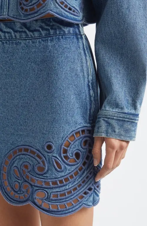 Ulla Johnson The Cadiz Eyelet Denim Miniskirt