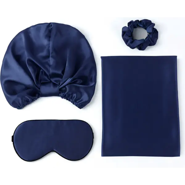SILKSILKY 4-piece Mulberry Silk Set - Dark Blue