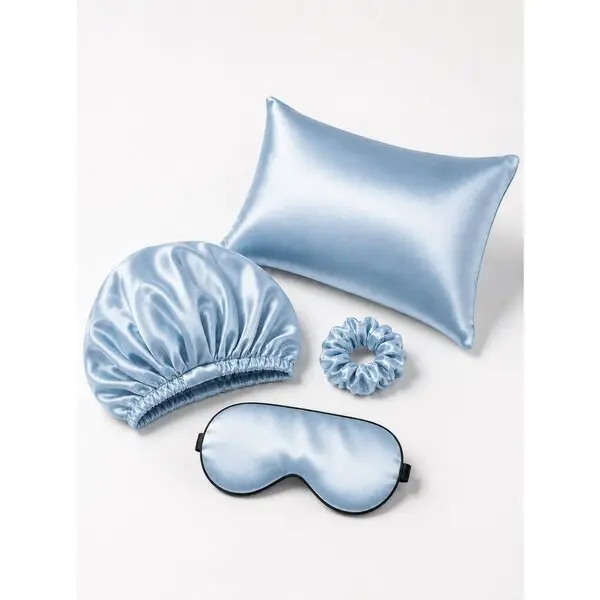 SILKSILKY 4-piece Mulberry Silk Set - Light Blue