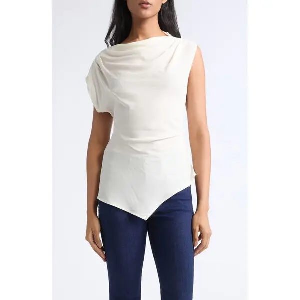 Veronica Beard Yvonne Pleat Top - Dove
