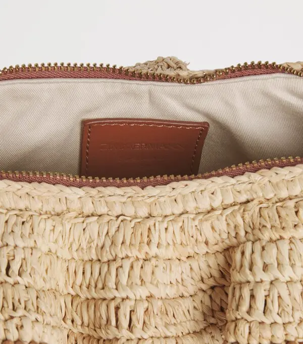 Zimmermann Goldentime Ruffle Raffia Shoulder Bag