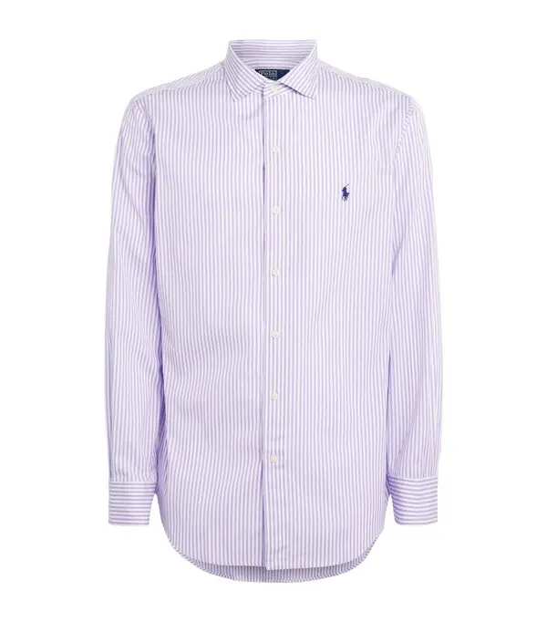 Polo Ralph Lauren Cotton Stripe Custom Fit Shirt - Purple