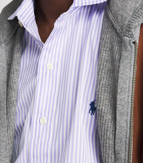 Polo Ralph Lauren Cotton Stripe Custom Fit Shirt - Purple