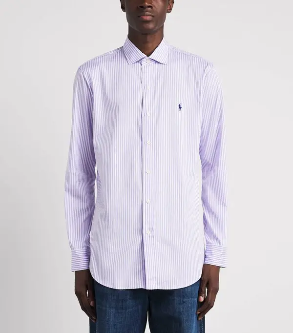 Polo Ralph Lauren Cotton Stripe Custom Fit Shirt - Purple