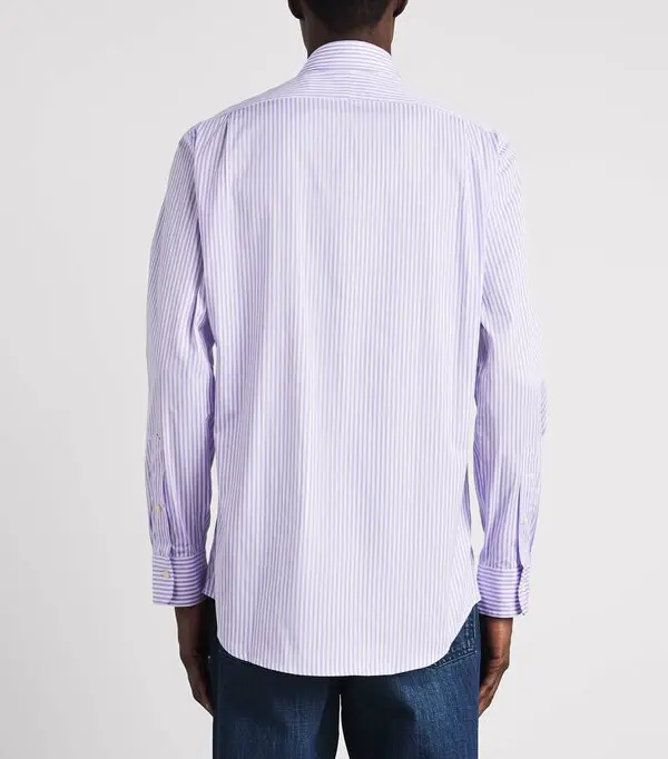 Polo Ralph Lauren Cotton Stripe Custom Fit Shirt - Purple
