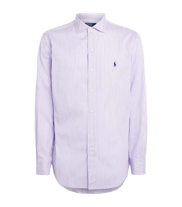 Polo Ralph Lauren Cotton Stripe Custom Fit Shirt - Purple