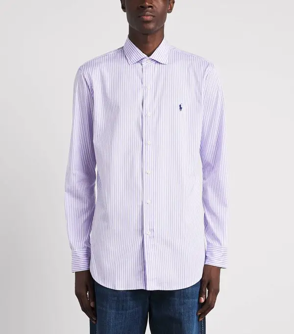 Polo Ralph Lauren Cotton Stripe Custom Fit Shirt - Purple