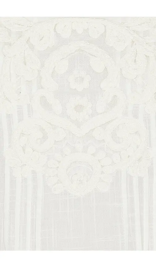 Free People Embroidered Midi Dress With Lace Trim - Ivory