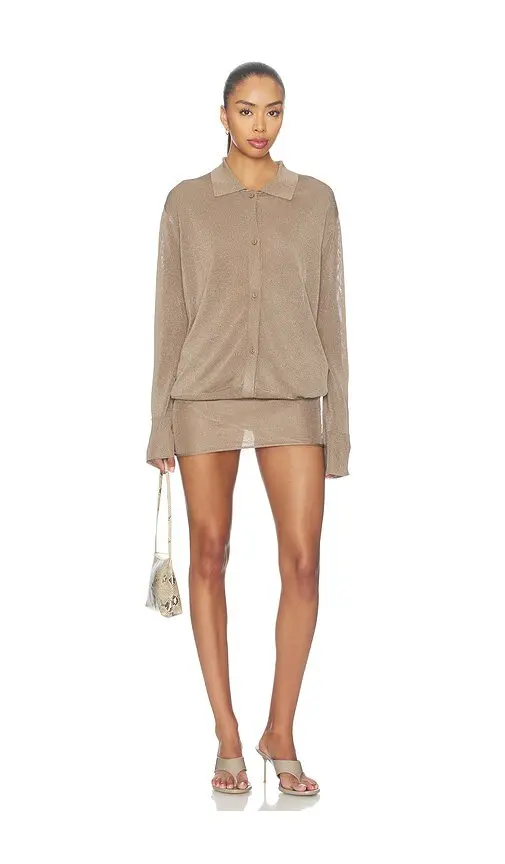 AYA MUSE Draped Knit Dress With Metallic Threads