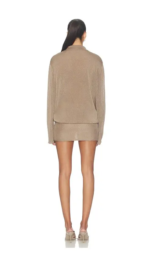 AYA MUSE Draped Knit Dress With Metallic Threads