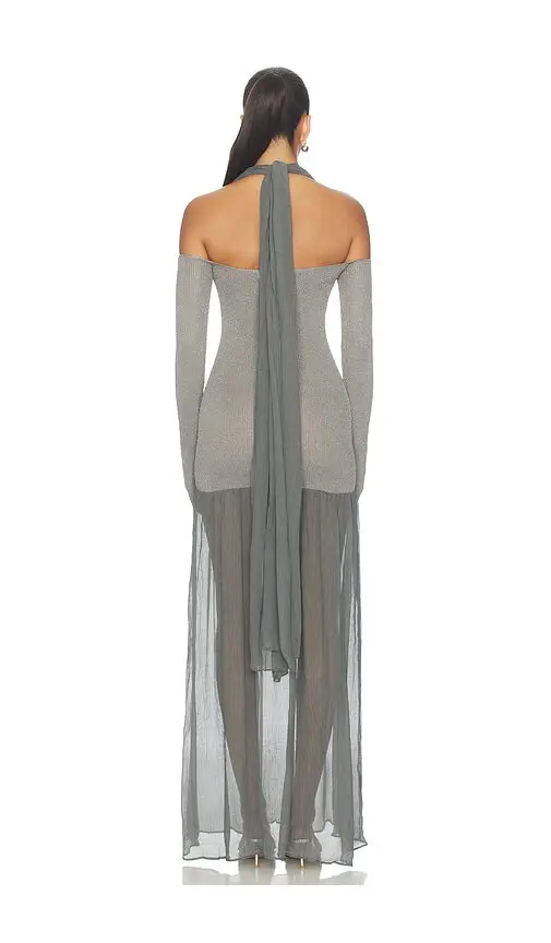 AYA MUSE Knit Maxi Dress With Metallic Threading And Contrast Skirt
