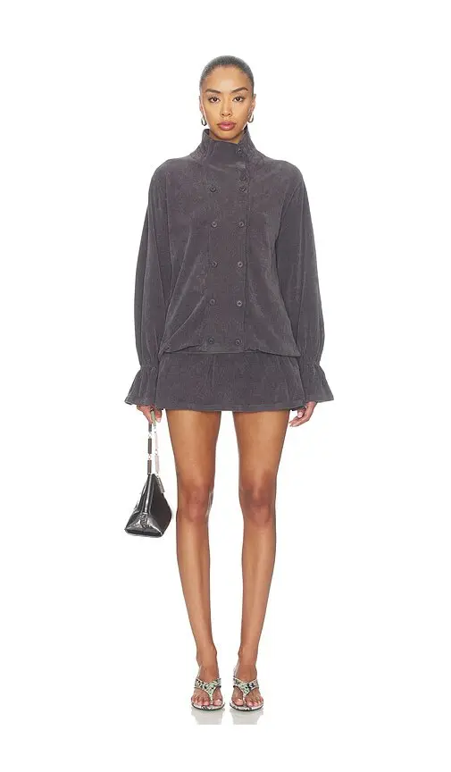 AYA MUSE Bell Sleeve Button Front Dress - Smoke