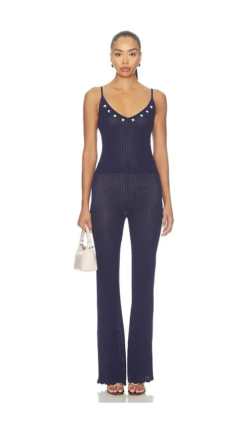 Majorelle Textured Embroidered Tank