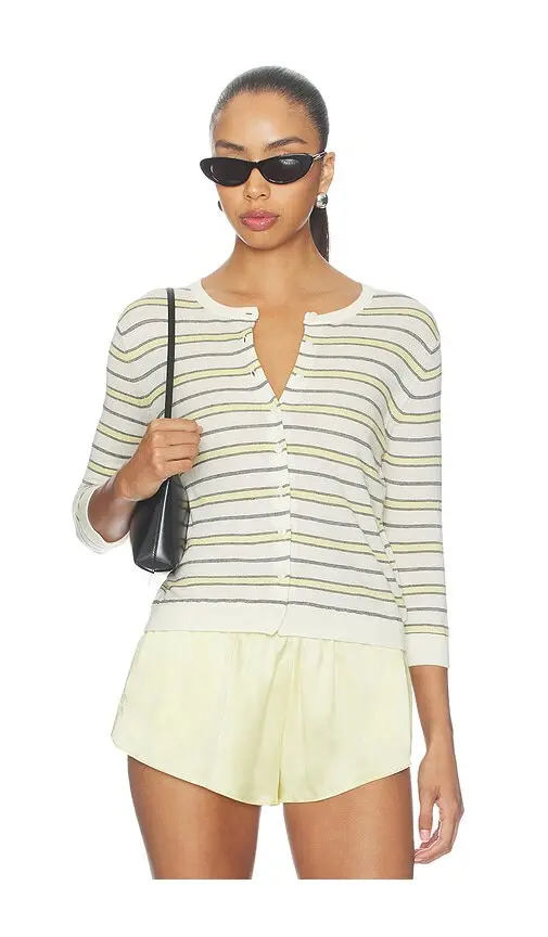 Vince Striped Fine Knit Cardigan