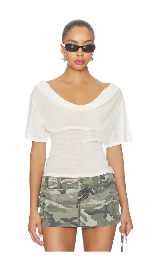EB DENIM Cowl Neck Tee - Ivory