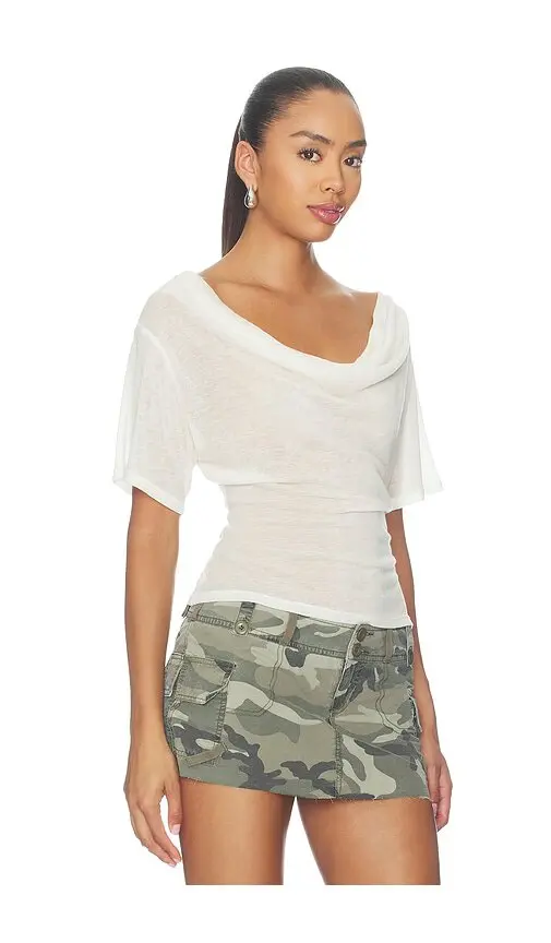 EB DENIM Cowl Neck Tee - Ivory