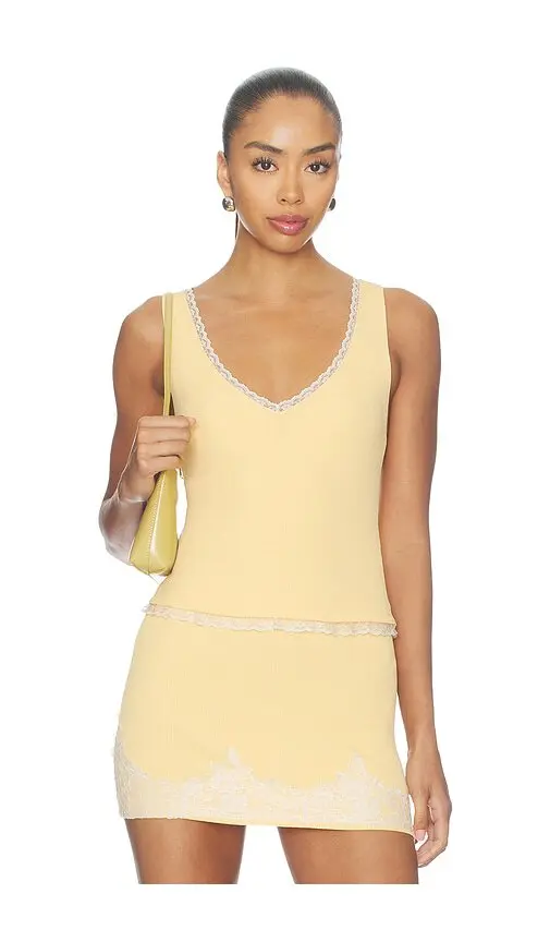 Tularosa Elia Lace Knit Tank - Yellow