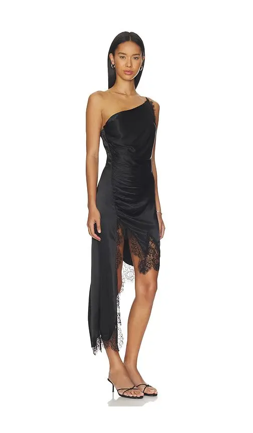 Bardot Rayner One Shoulder Dress With Lace Trim