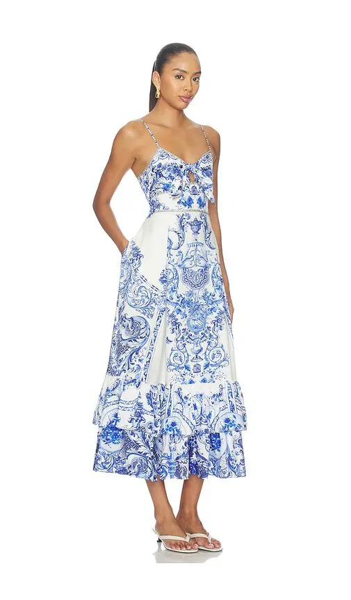 Camilla Ruffled Hem Tie Front Maxi Dress