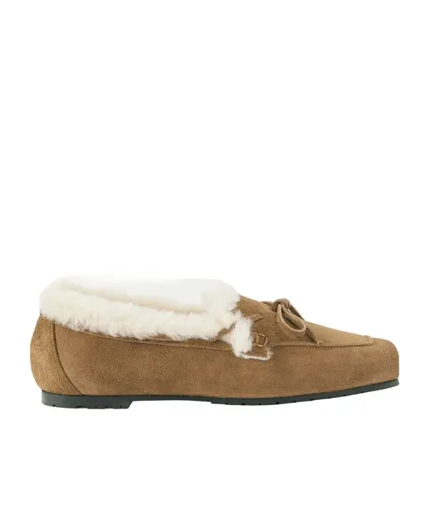 AeydĒ Jasper Bow-detailed Shearling-lined Suede Loafers - No
