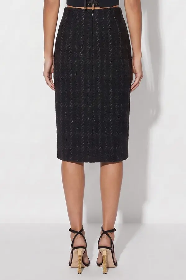 Elisabetta Franchi Front-slit Tweed Midi Skirt