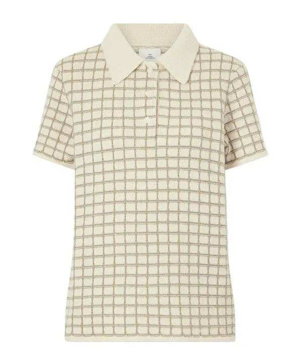 THE ELDER STATESMAN Ida Checked Cashmere Polo Sweater