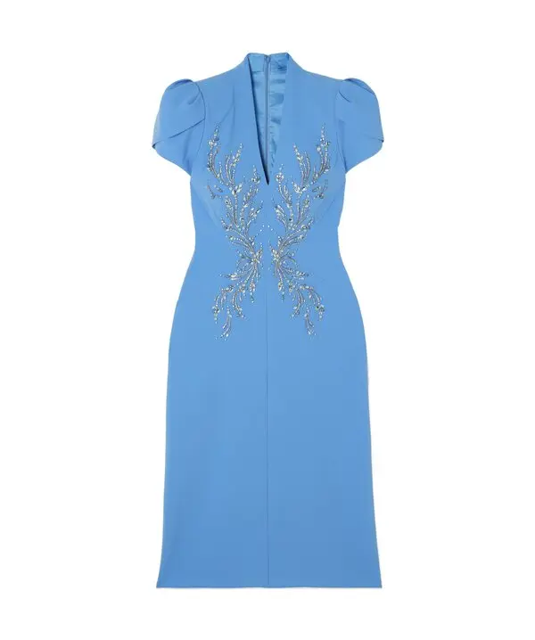 Jenny Packham Crystal-embellished Crepe Evening Gown