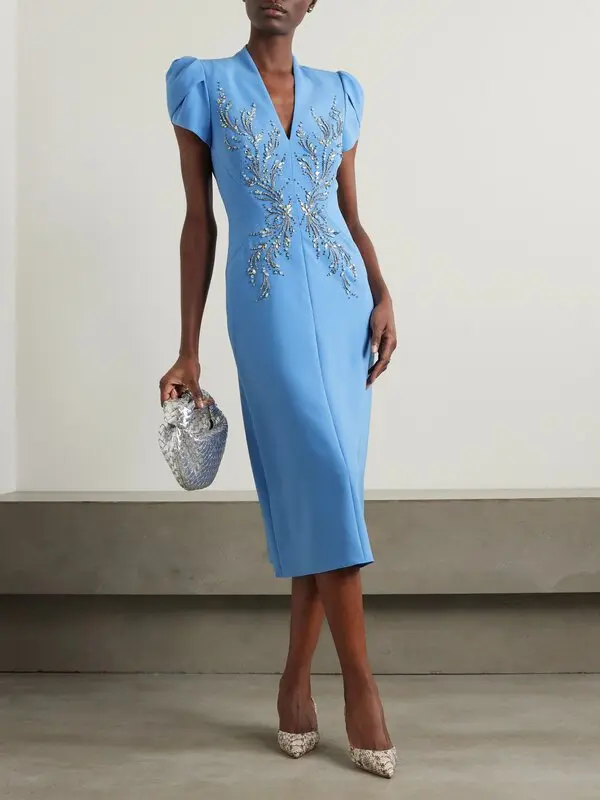 Jenny Packham Crystal-embellished Crepe Evening Gown