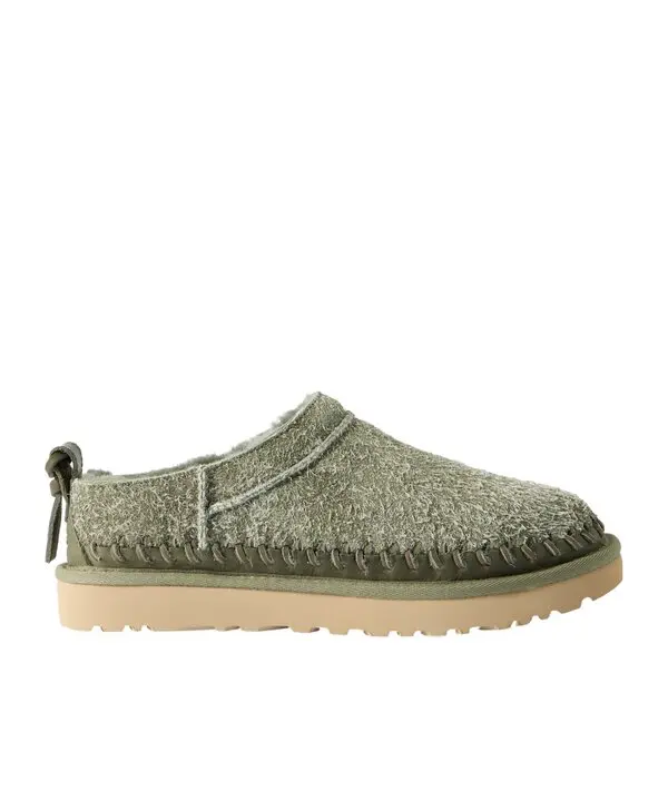 UGG Micro Biarritz Braided Leather-trimmed Brushed-suede Slippers