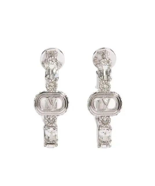 Valentino Garavani Oval Metal Earrings With Swarovski Crystals - No