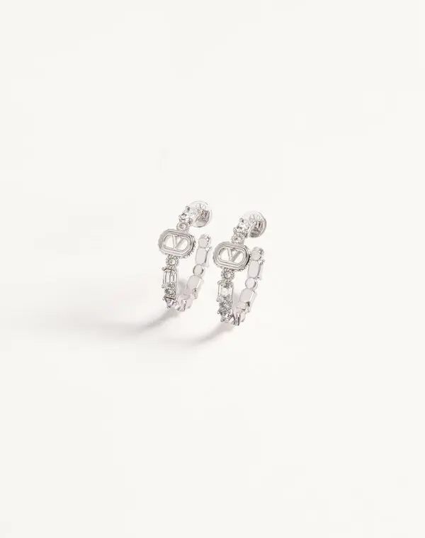 Valentino Garavani Oval Metal Earrings With Swarovski Crystals