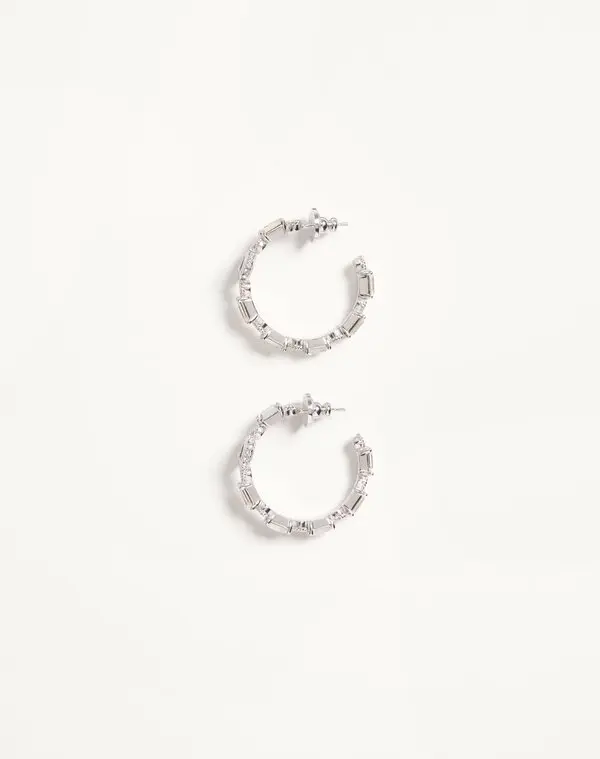 Valentino Garavani Oval Metal Earrings With Swarovski Crystals