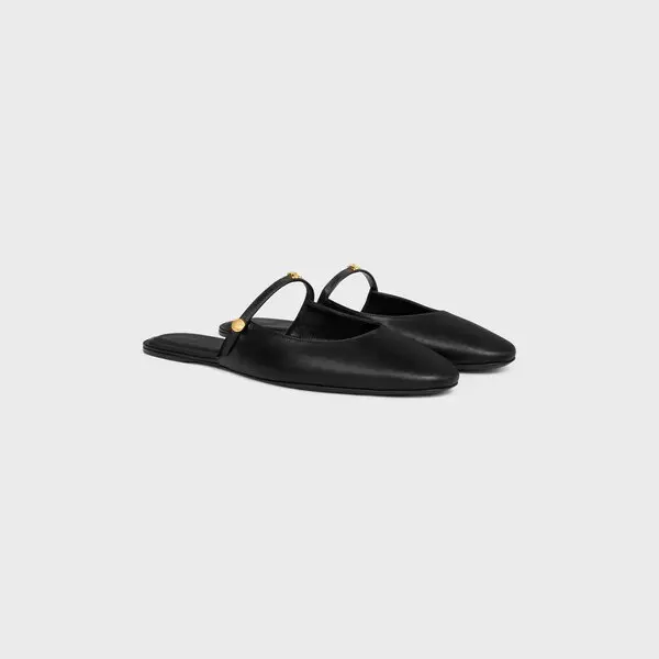 Celine Macaron Mule In Goatskin - Black