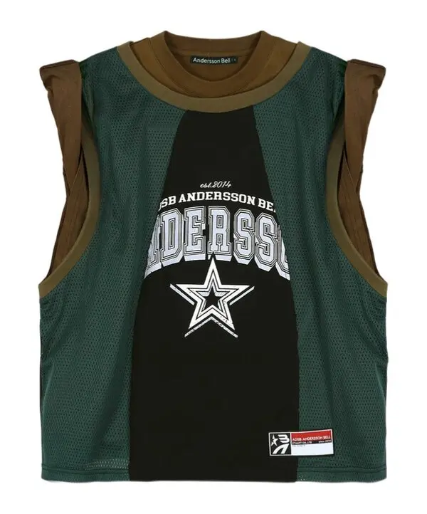 Andersson Bell Layered Rolled-up Basketball Jersey T-shirt