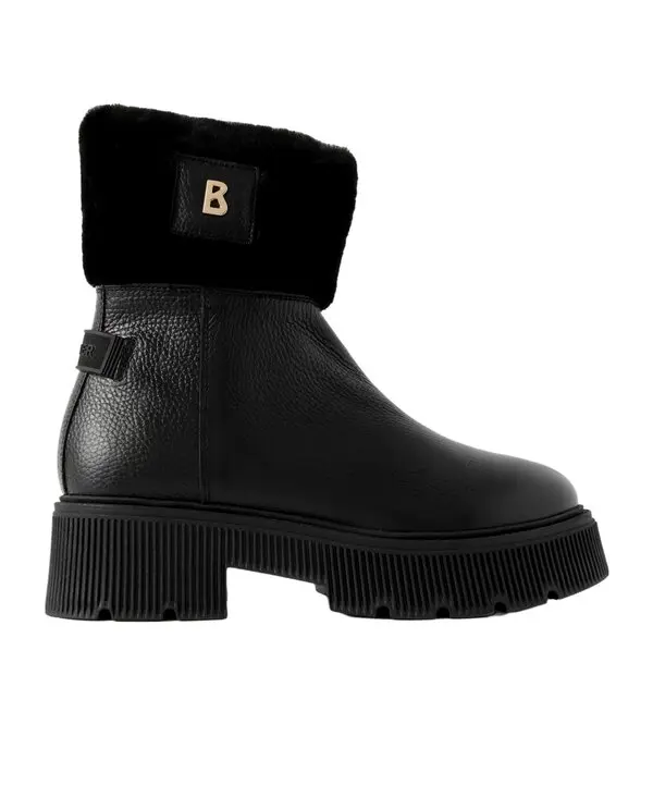 Bogner Turin 6 Shearling-trimmed Textured-leather Ankle Boots