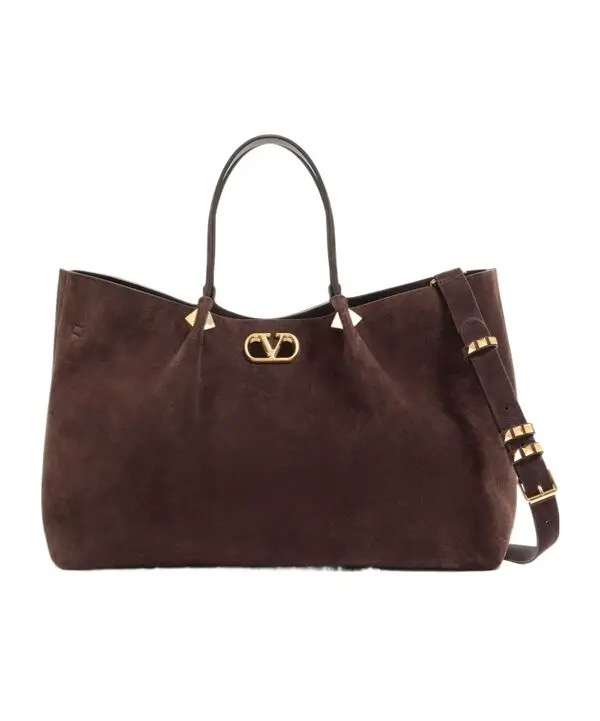 Valentino Garavani Rockstud Large Shopping Bag - Walnut Brown