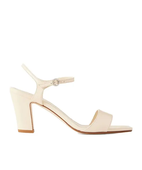 AeydĒ Leather Square Toe Block Heel Sandals - No