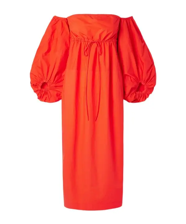 Rosie Assoulin Off-the-shoulder Midi Dress With Balloon Sleeves - Red