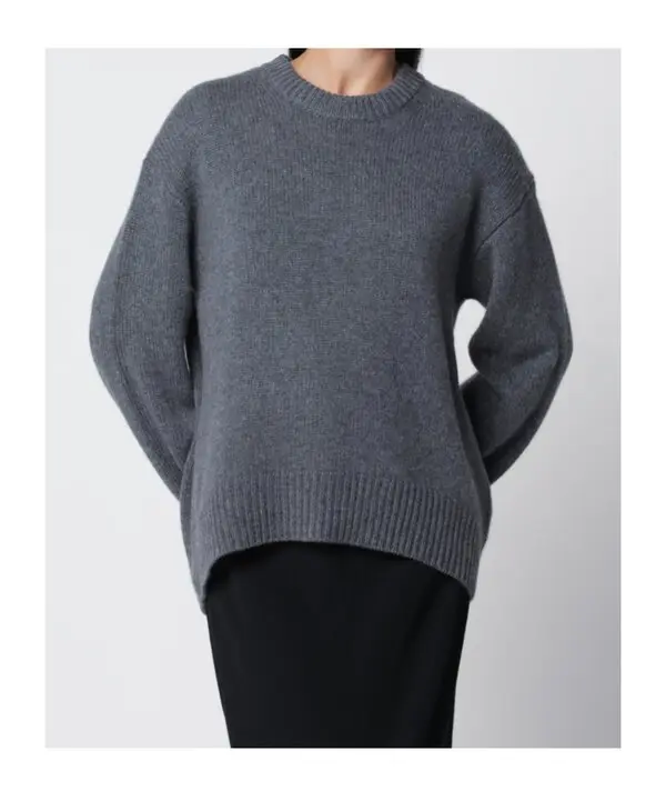LISA YANG Relaxed Crew Neck Knitted Sweater - Graphite Color