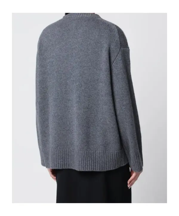 LISA YANG Relaxed Crew Neck Knitted Sweater - Graphite Color