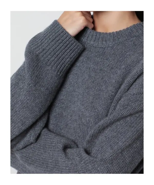 LISA YANG Relaxed Crew Neck Knitted Sweater - Graphite Color