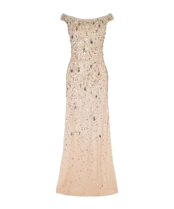 Jenny Packham Jessie Off-the-shoulder Embellished Tulle Gown - No