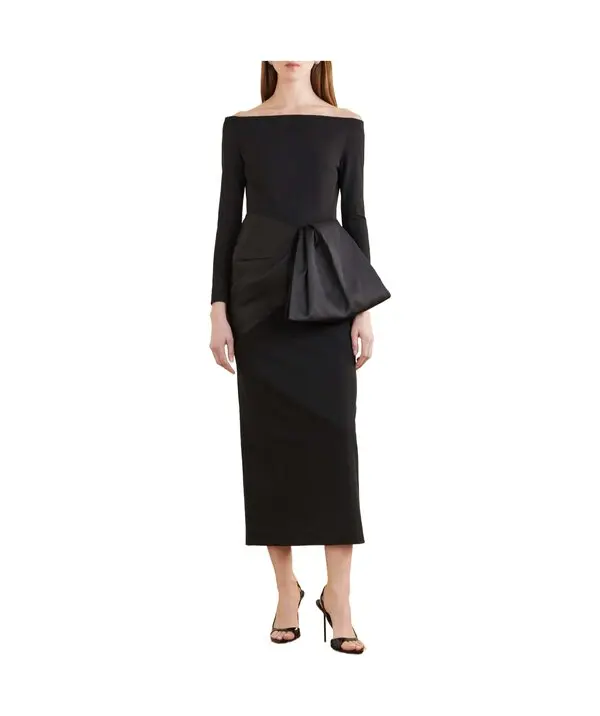 Solace Satin And Crepe Midi Dress