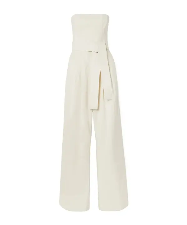 A.L.C. Elsie Strapless Belted Linen-blend Jumpsuit