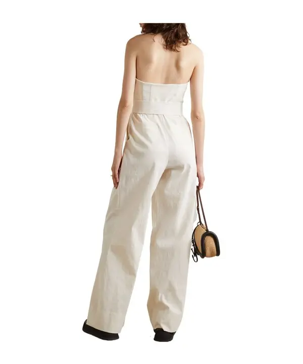 A.L.C. Elsie Strapless Belted Linen-blend Jumpsuit