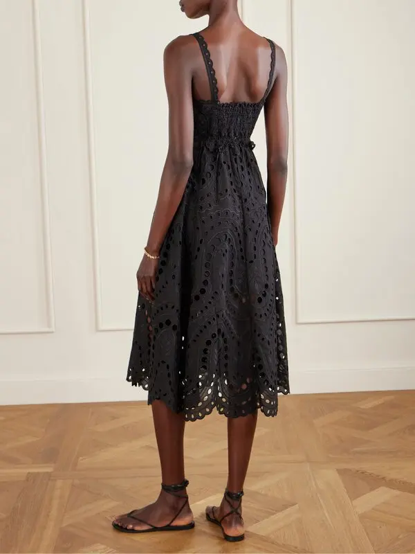 Charo Ruiz Ibiza Broderie Anglaise Cotton-blend Midi Dress